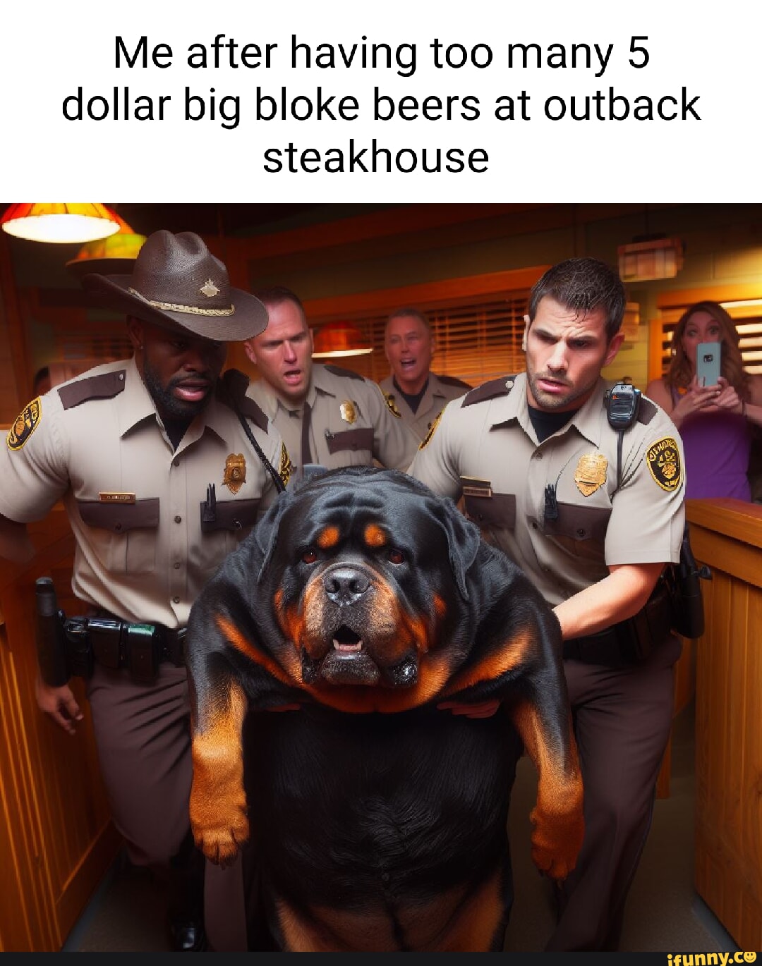 Me after having too many 5 dollar big bloke beers at outback steakhouse ...