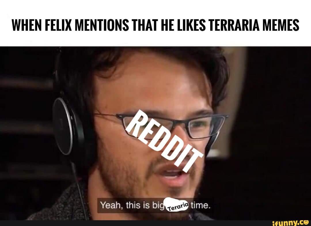 WHEN FELIX MENTIONS THAT HE LIKES TERRARIA MEMES - iFunny