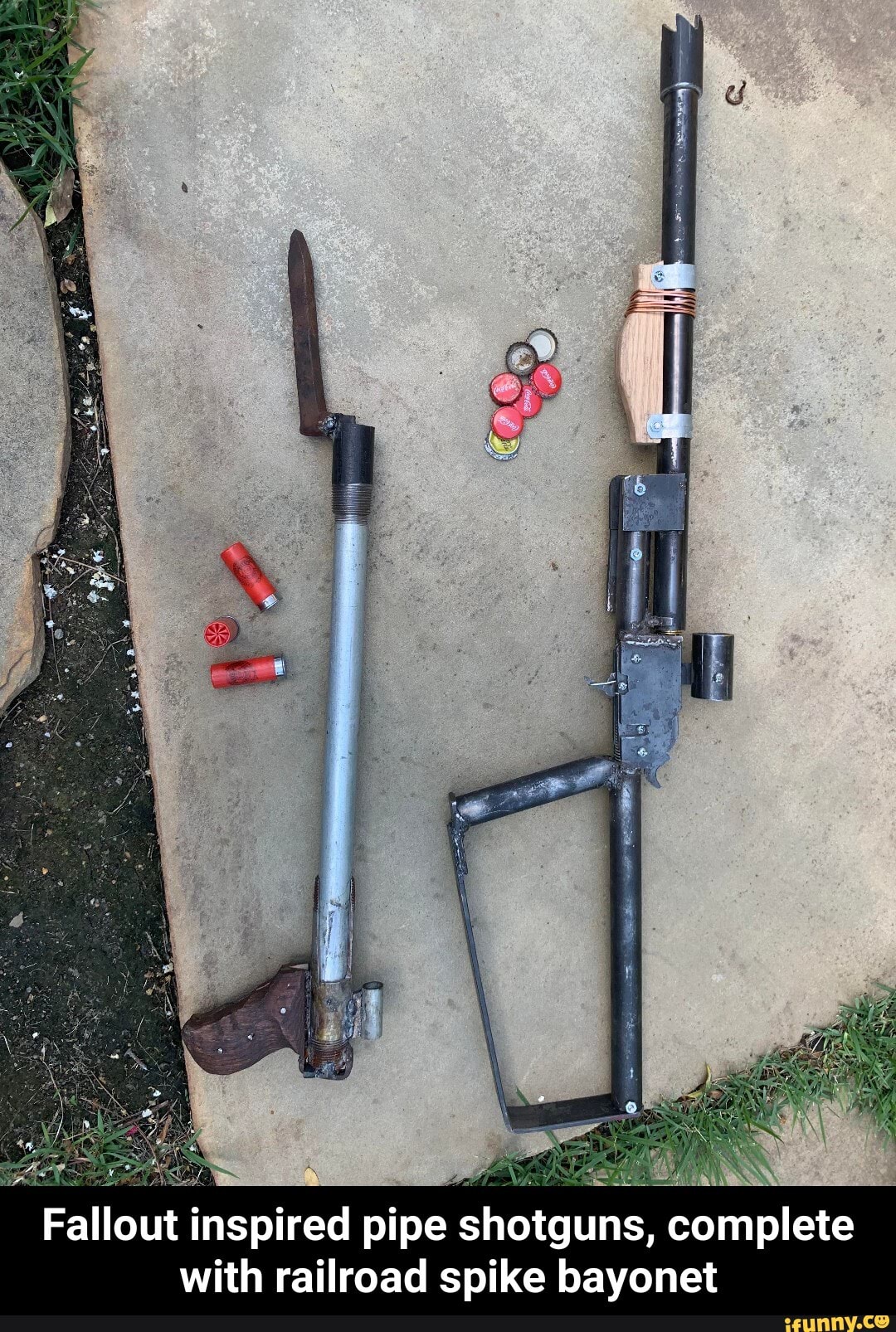 Fallout nspired pipe shotguns, complete with railroad spike bayonet ...