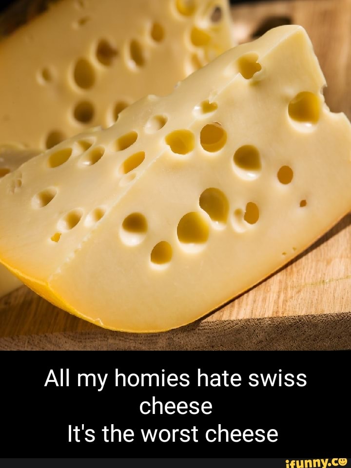 All my homies hate swiss cheese It's the worst cheese - iFunny