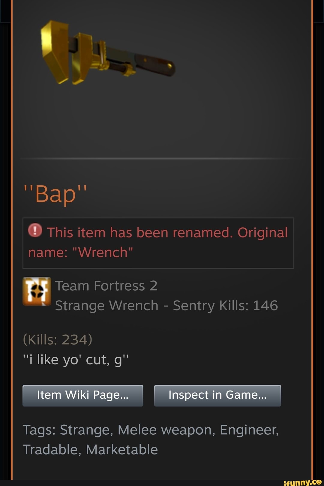 O This item has been renamed. Original name: "Wrench" Team Fortress 2 ...