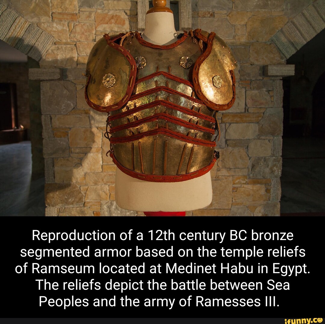 Reproduction of a 12th century BC bronze segmented armor based on the ...