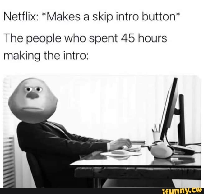 Netflix: *Makes a skip intro button* The people who spent 45 hours ...