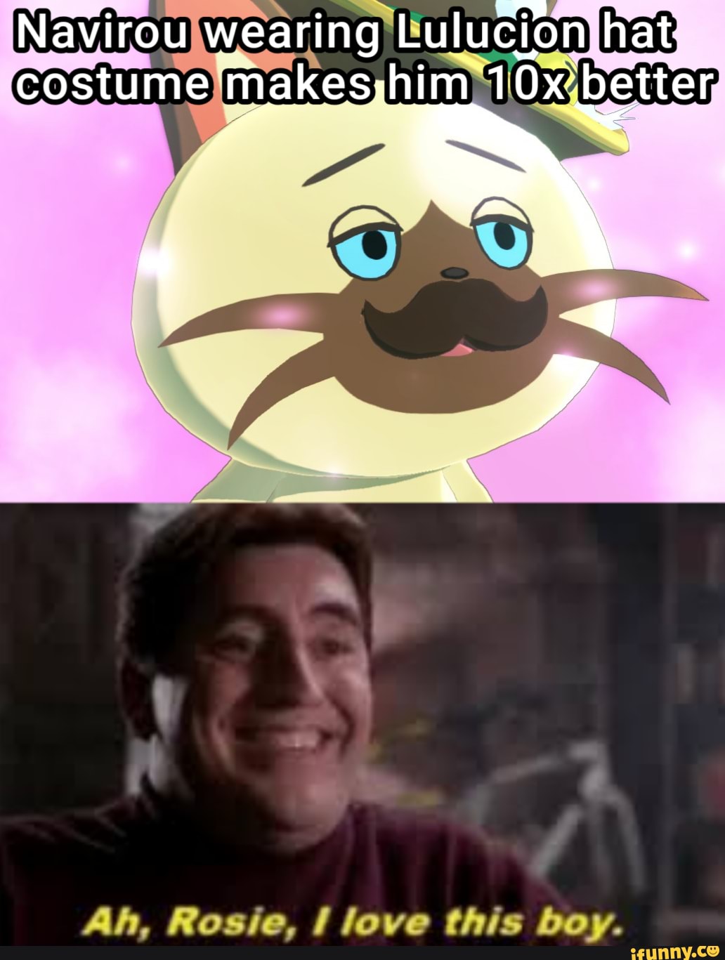 Navirou wearing Lulucion hat costume makes him better Ah Rosie. lloave ...