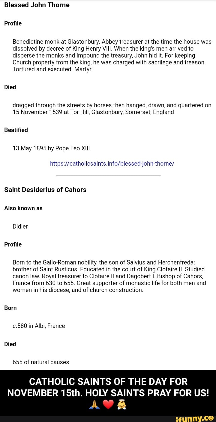 Blessed John Theme Profile Benedictine monk at Glastonbury. Abbey ...