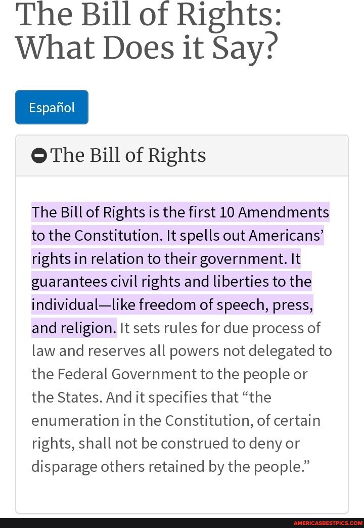 The Bill of Rights: What Does it Say? spanol The Bill of Rights The ...