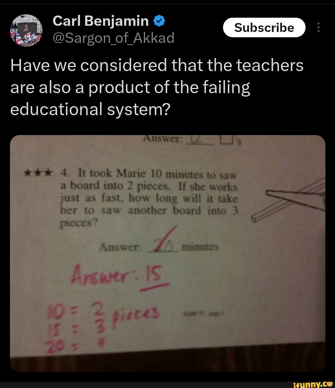 Carl Benjamin @ Subscrib @Sargon_ of Akkad Have we considered that the ...