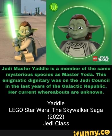 Jedi Master Yaddle is a member of the same mysterious species as Master ...