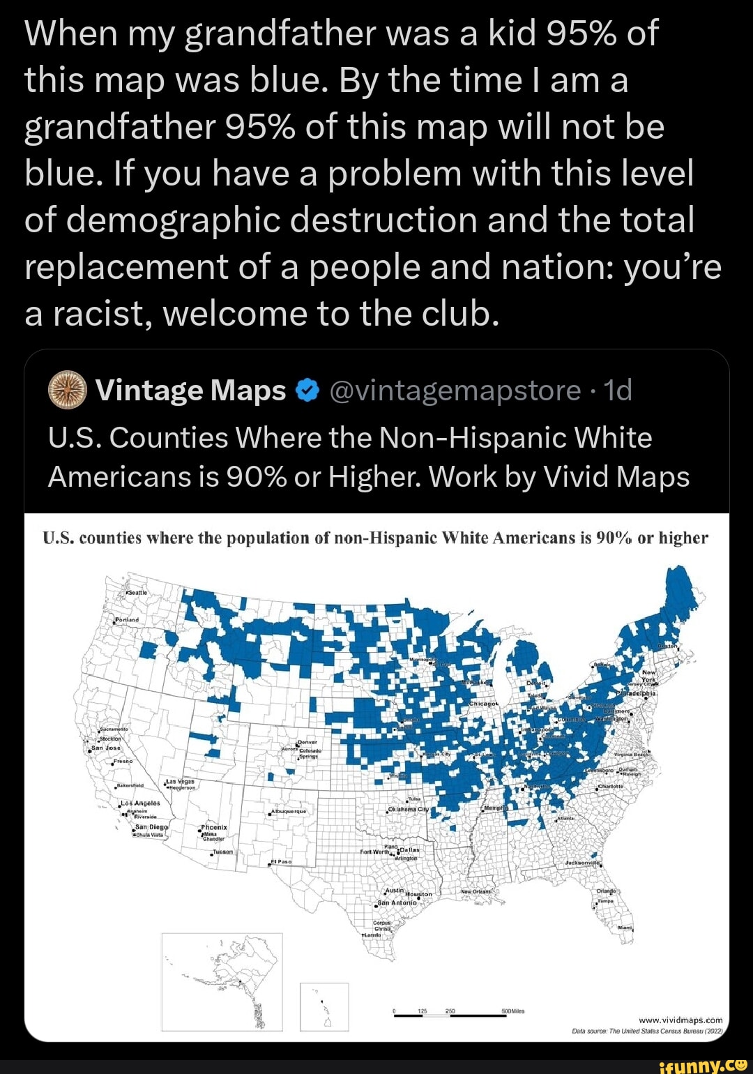 When my grandfather was a kid 95% of this map was blue. By the time ama ...