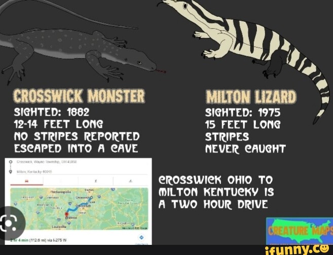 CROSSWICK MONSTER MILTON LIZARD SIGHTED: 1662 SIGHTED: 1975 12-14 FEET ...