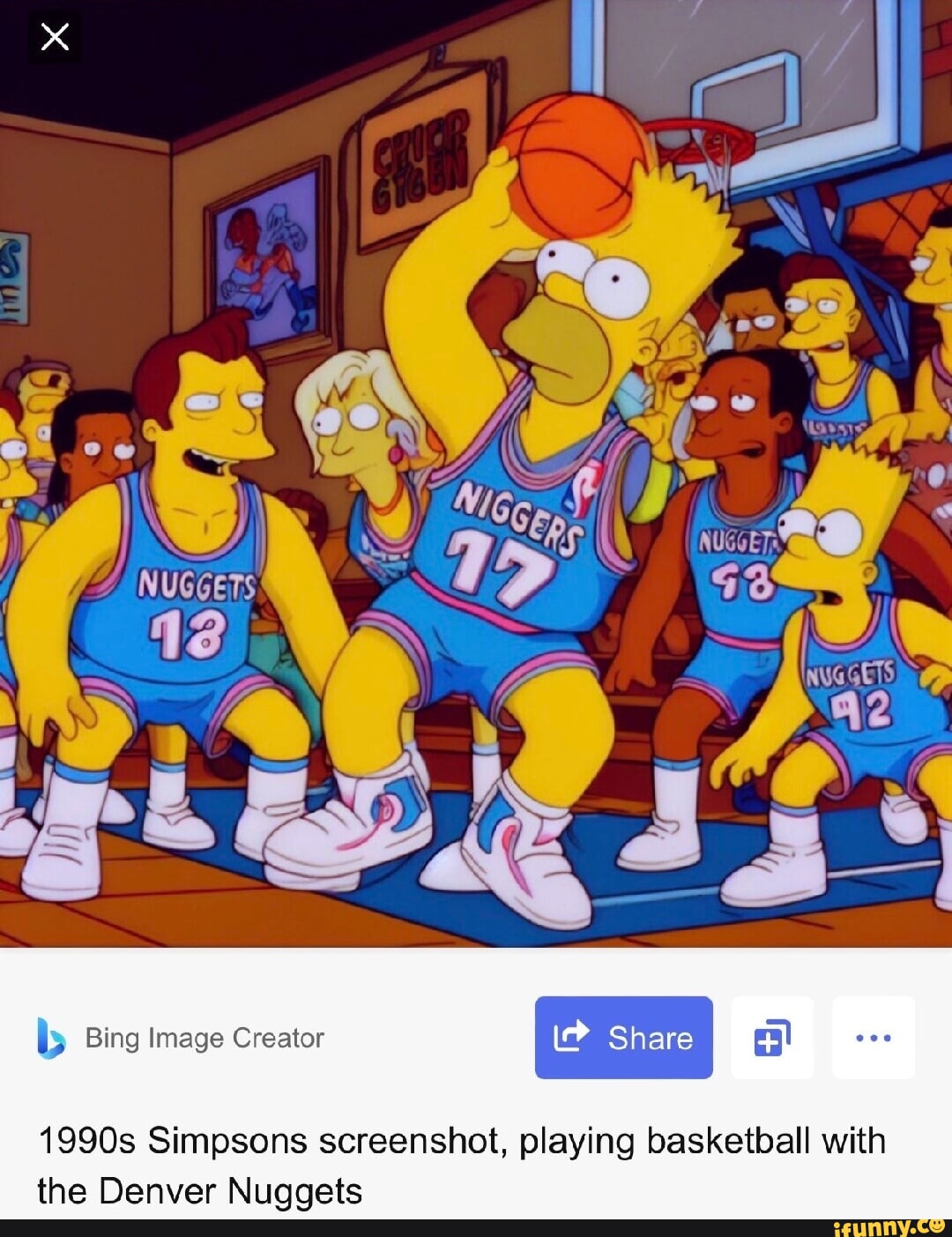 Bing Image Creator Share 1990s Simpsons screenshot, playing basketball ...