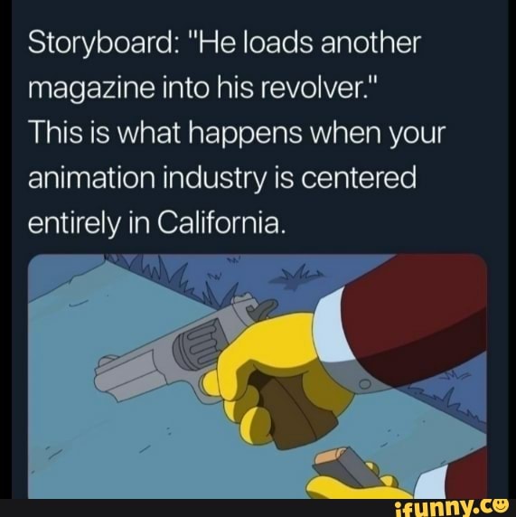 Storyboard: "He loads another magazine into his revolver." This is what ...