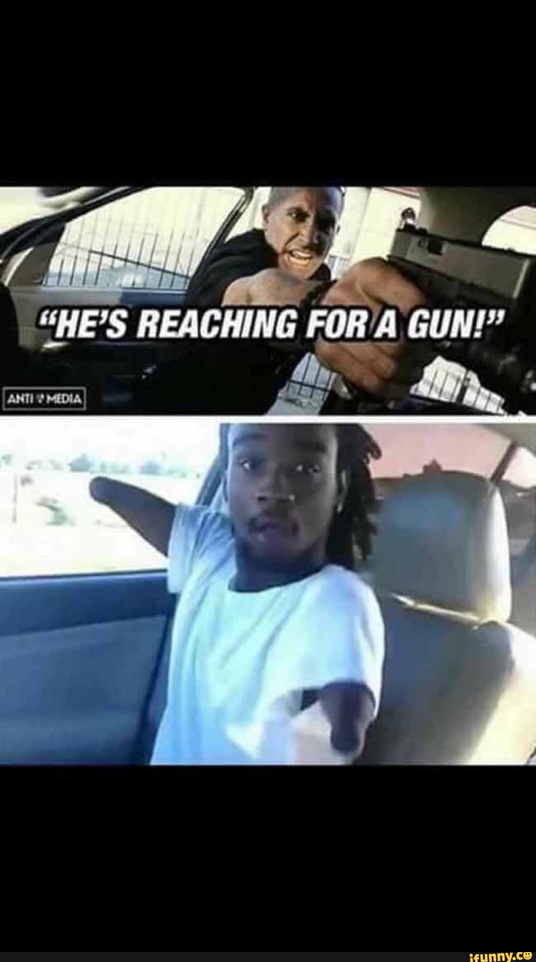 "HE'S REACHING FOR/A GUN!" - iFunny
