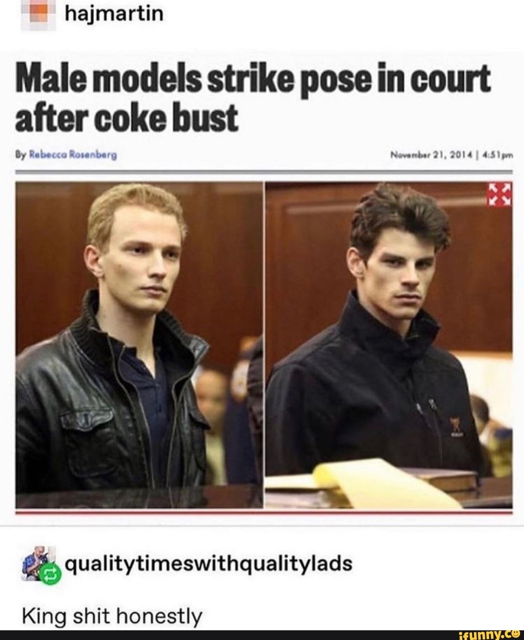 Hajmartin Male models strike pose in court after coke bust By Rebec ...