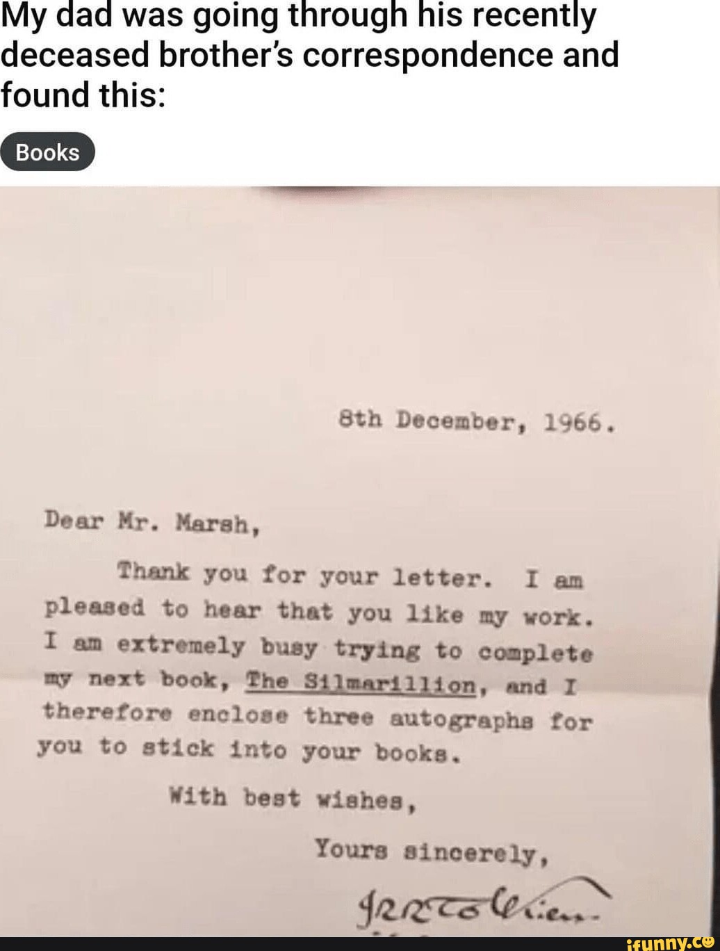 My dad was going through his recently deceased brother's correspondence ...