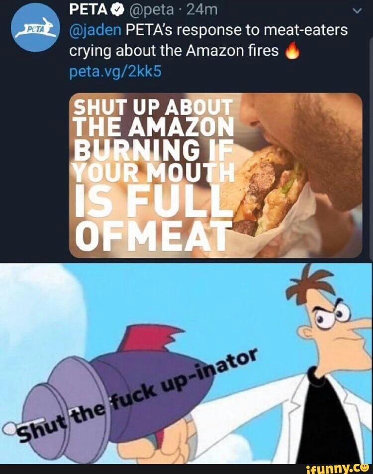 PETAQ @peta 24m middcﬂ PETA's response to meat-eaters crying about the ...