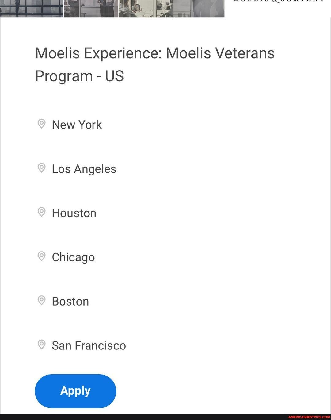 Moelis Experience: Moelis Veterans Program - US New York Los Angeles ...