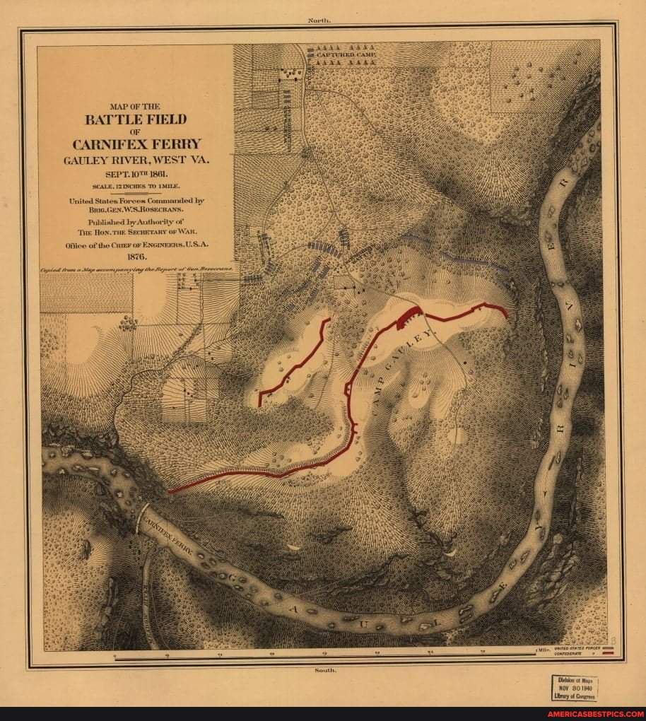 Map of the Battle of Carnifex Ferry on the Gauley River, September 10 ...