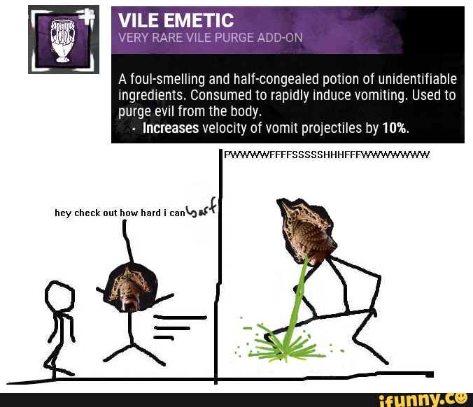 VILE EMETIC VERY RARE VILE PURGE ADD-ON A Tel and ed potion of ...