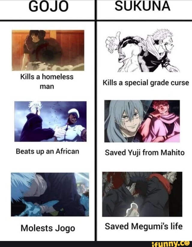 GOJO SUKUNA Kills a homeless man Beats up an African Saved Yuji from ...