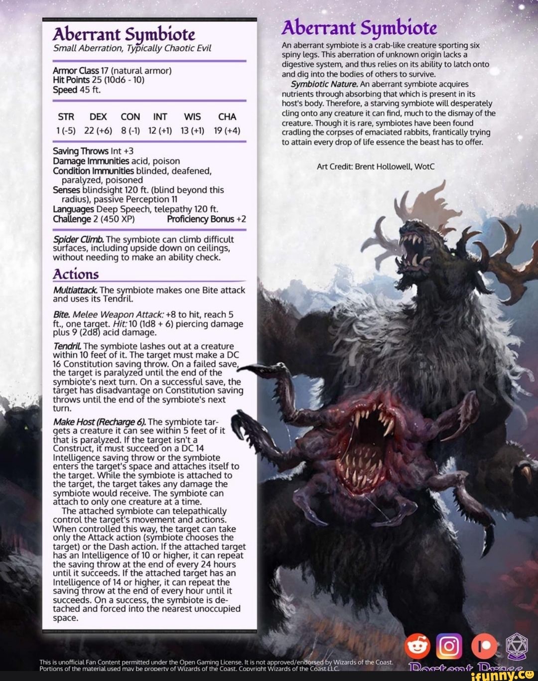 Aberrant Symbiote Small Aberration, Typically Chaotic Evil Armor Class ...