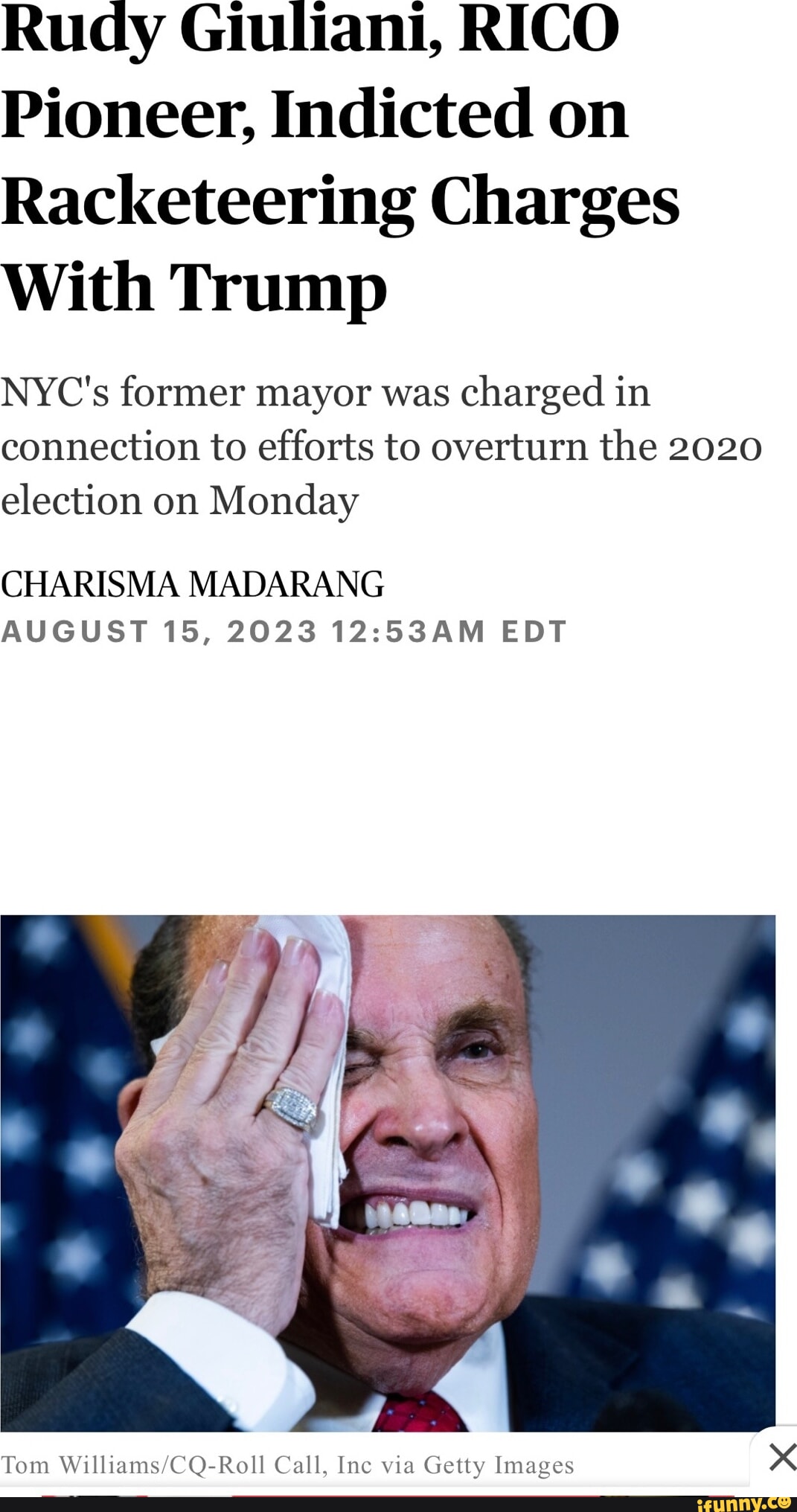 Rudy Gruliani, RICO Pioneer, Indicted on Racketeering Charges With ...