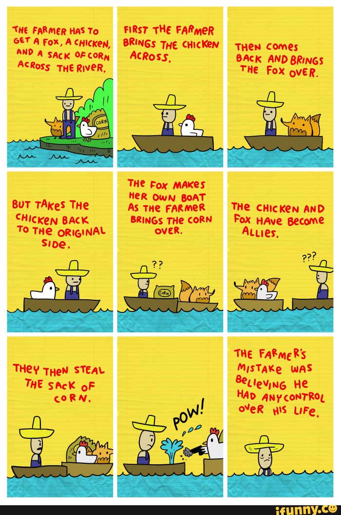THE FARMER HAS To GET A Fox, A CHICKeN, AND A sack OF CORW ACRoss THE ...