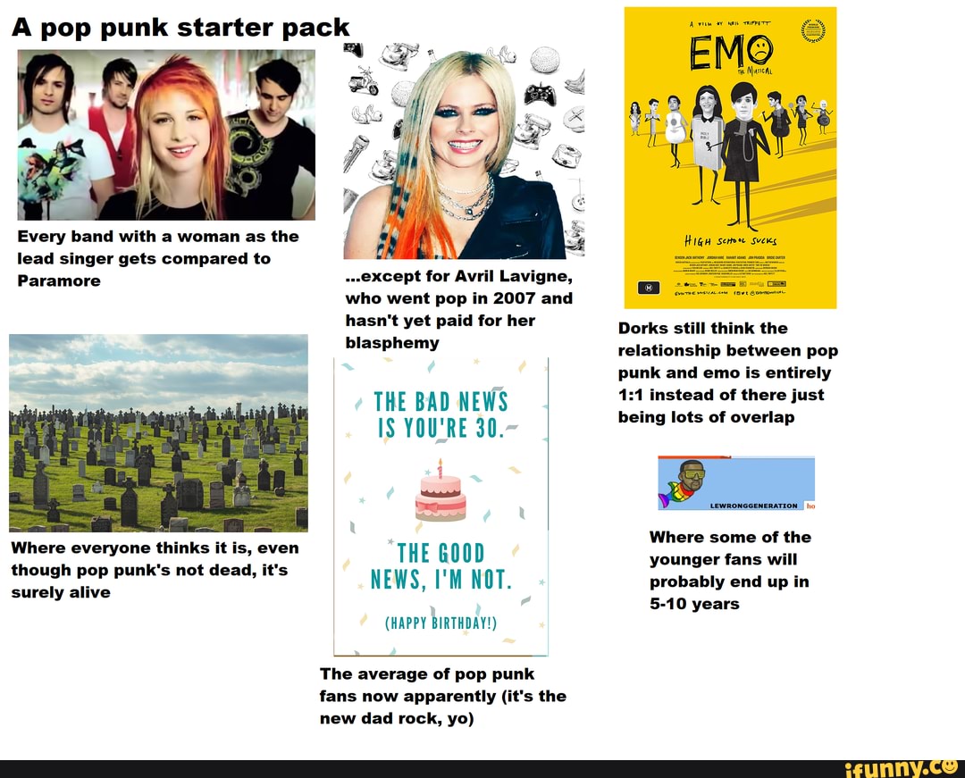 Pop punk starter pack EMO Every band with a woman as the lead singer ...