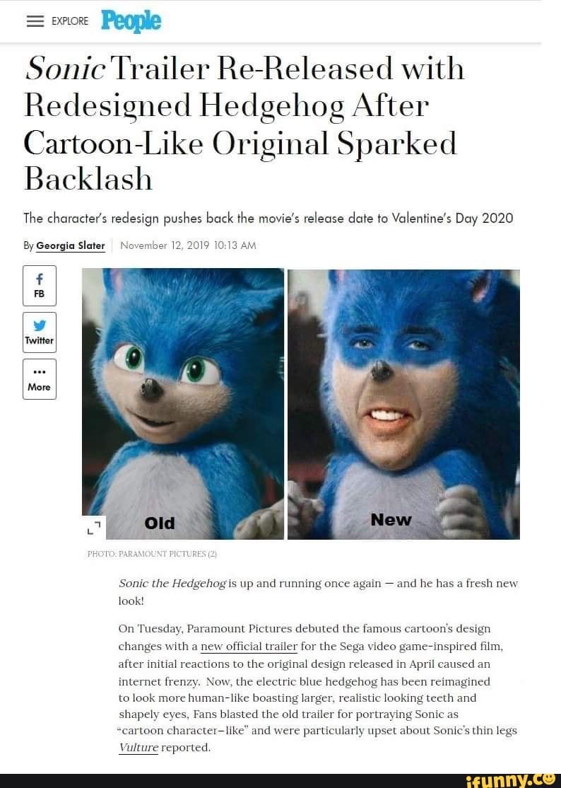 Sonic Trailer Re-Released With Redesigned Hedgehog After Cartoon-Like ...