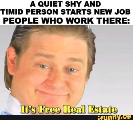 A QUIET SHY AND TIMID PERSON STARTS NEW JOB PEOPLE WHO WORK THERE: - iFunny
