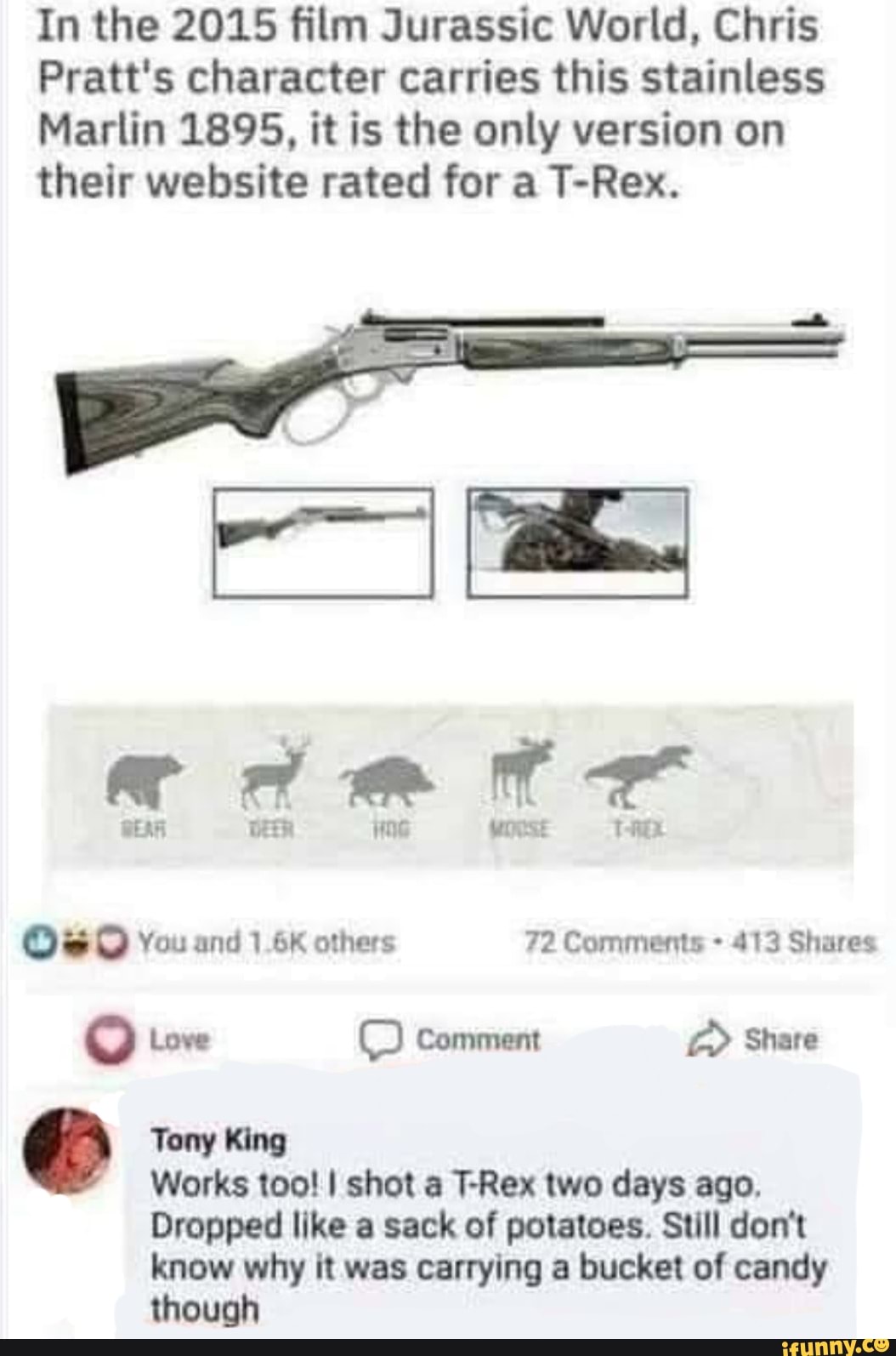 In the 2015 film Jurassic World, Chris Pratt's character carries this ...