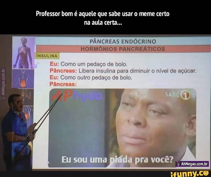 Professor bom é aquele que sabe usar o meme certo na aula cer: PÂNCREAS ...