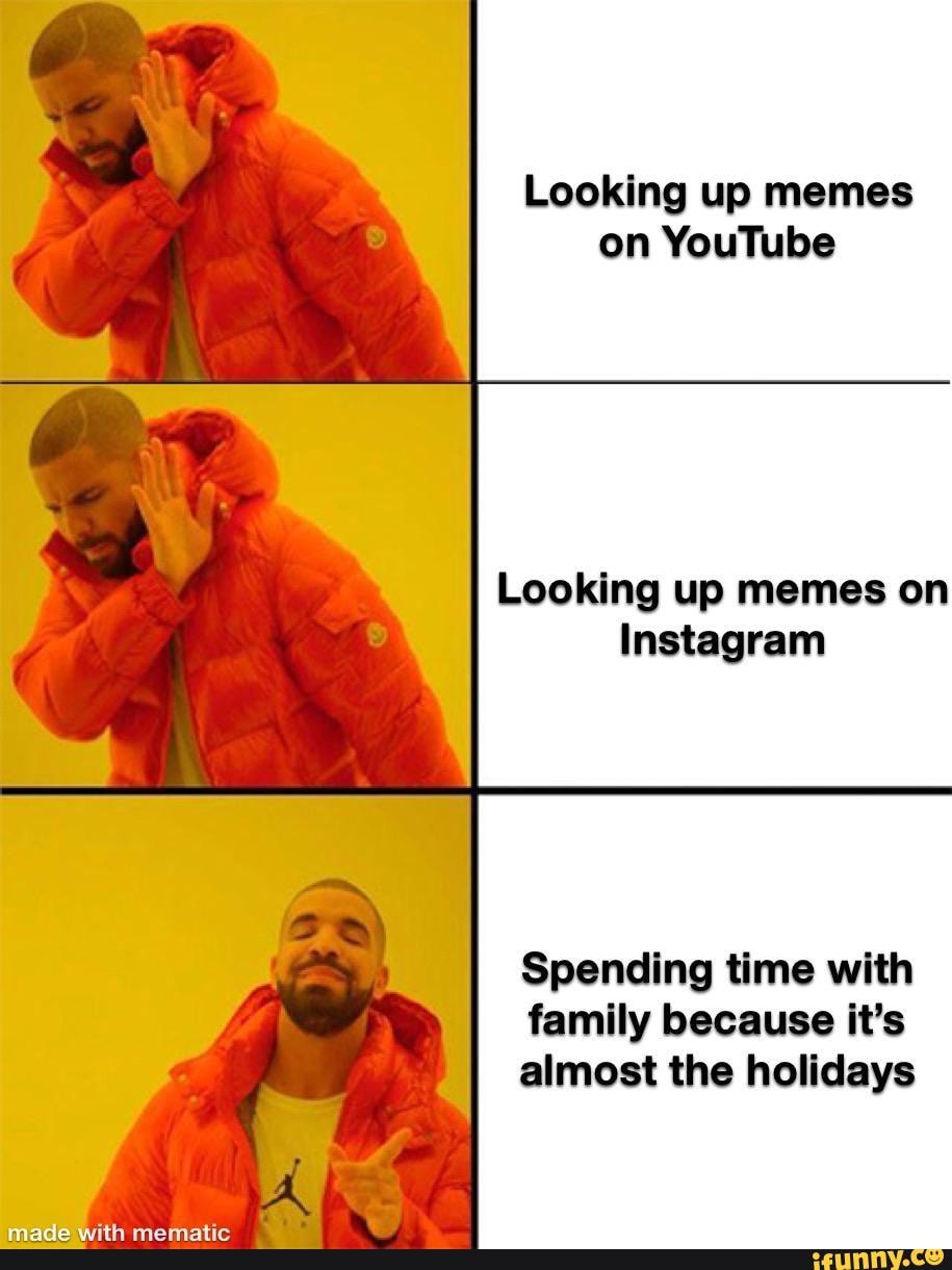 Looking up memes on YouTube Looking up memes on lnstagram Spending time ...