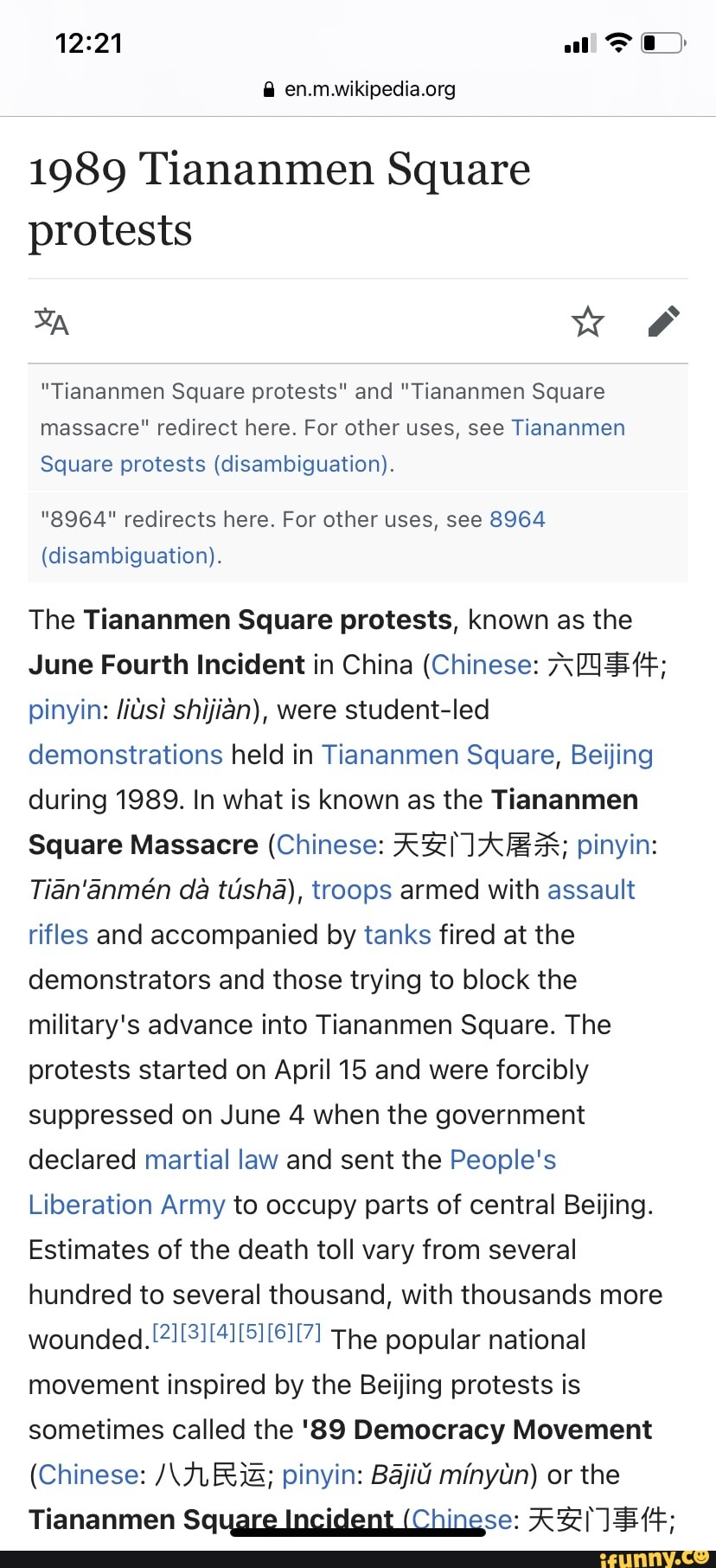 All 1989 Tiananmen Square protests vw & "Tiananmen Square protests" and ...