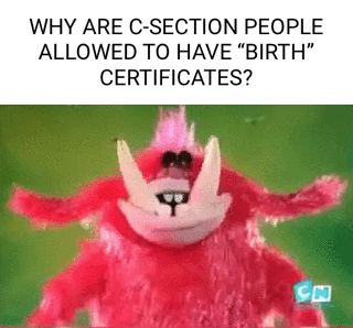 WHY ARE C-SECTION PEOPLE ALLOWED TO HAVE "BIRTH" CERTIFICATES? - iFunny