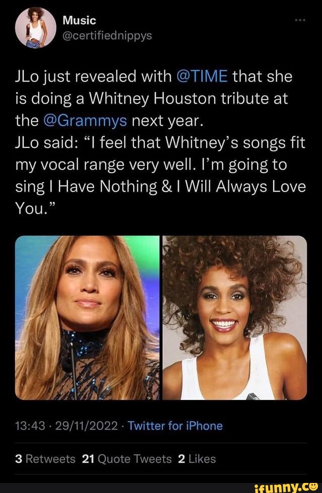 JLo just revealed with @TIME that she is doing a Whitney Houston ...