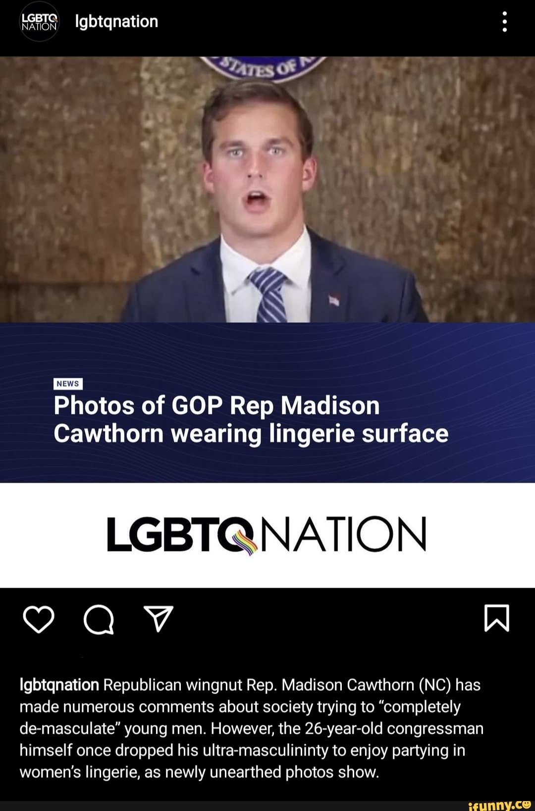 Igbtqnation Photos of GOP Rep Madison Cawthorn wearing lingerie surface ...