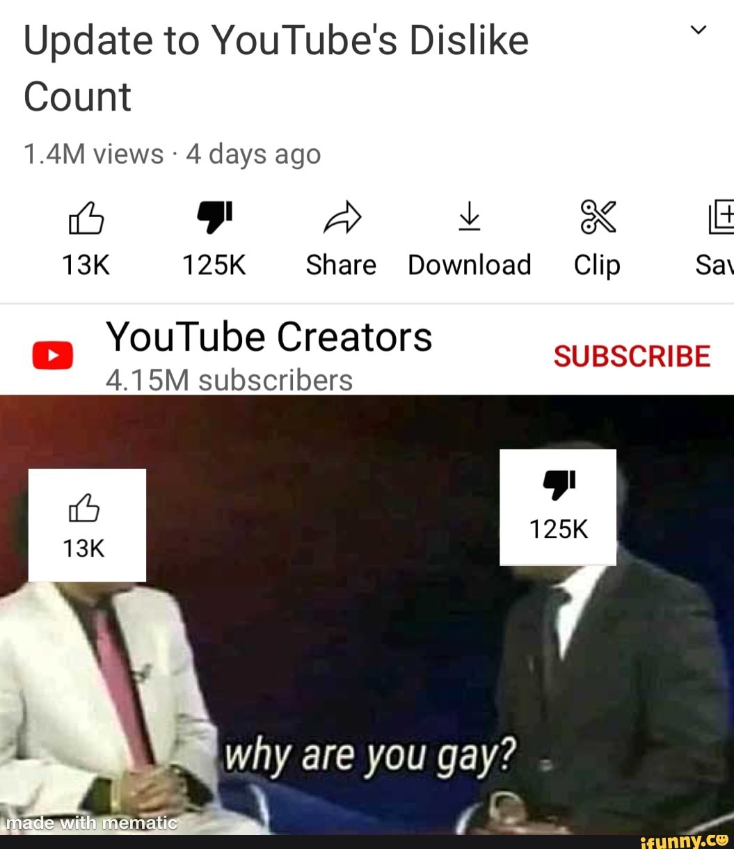 Update to YouTube's Dislike Count 1.4M views 4 days ago YouTube ...