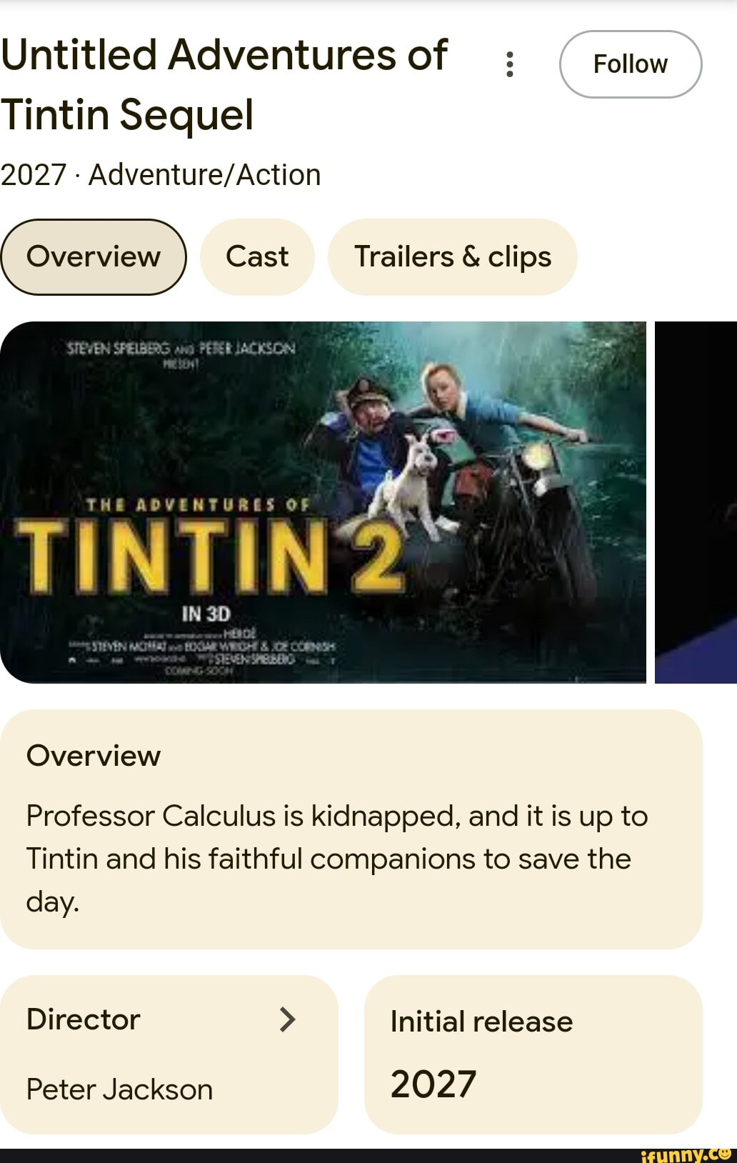 Untitled Adventures of : Follow Tintin Sequel 2027 - Cast Trailers ...