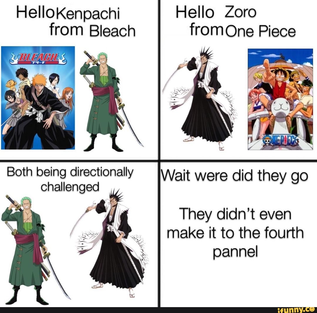 HelloKenpachi Hello Zoro from Bleach fromOne Piece Both being ...