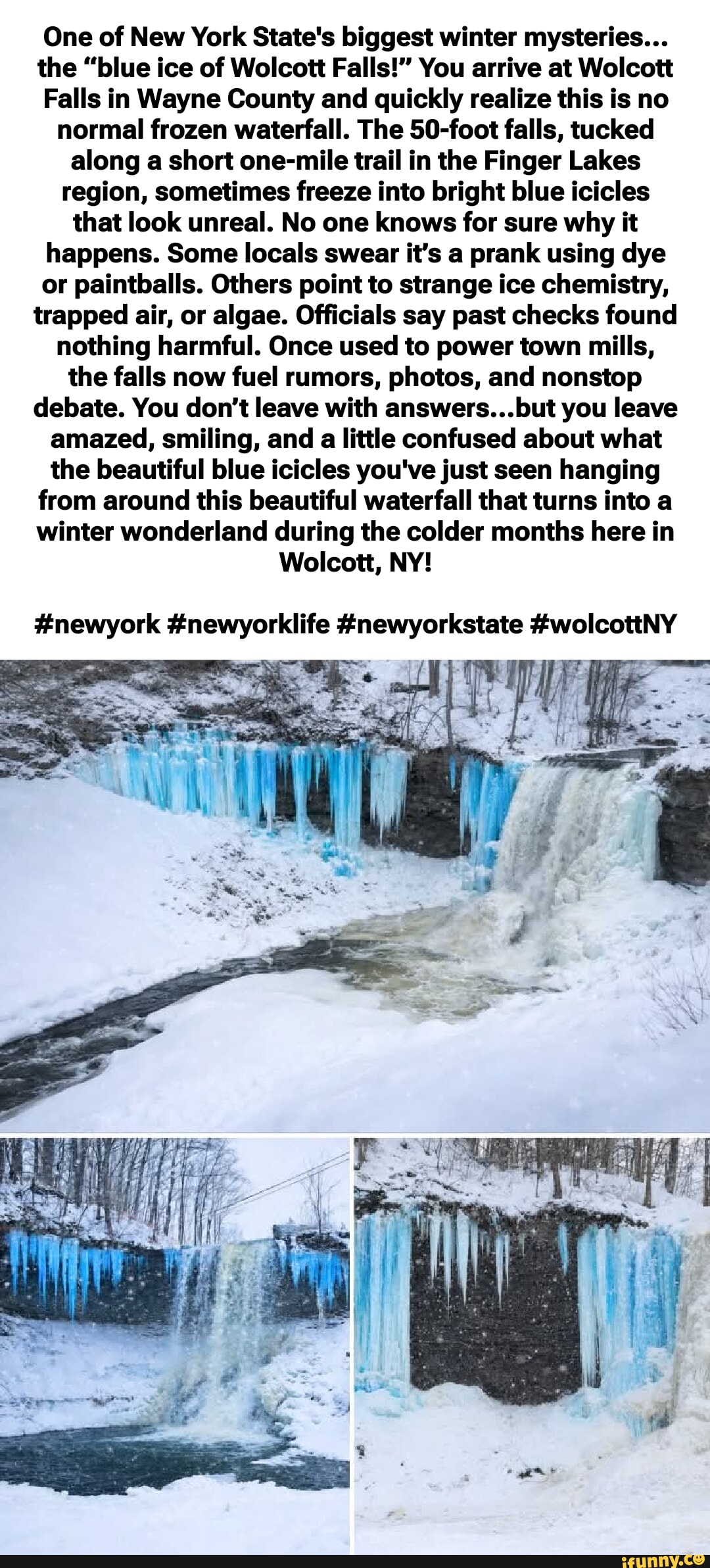One of New York State's biggest winter mysteries... the "blue ice of ...