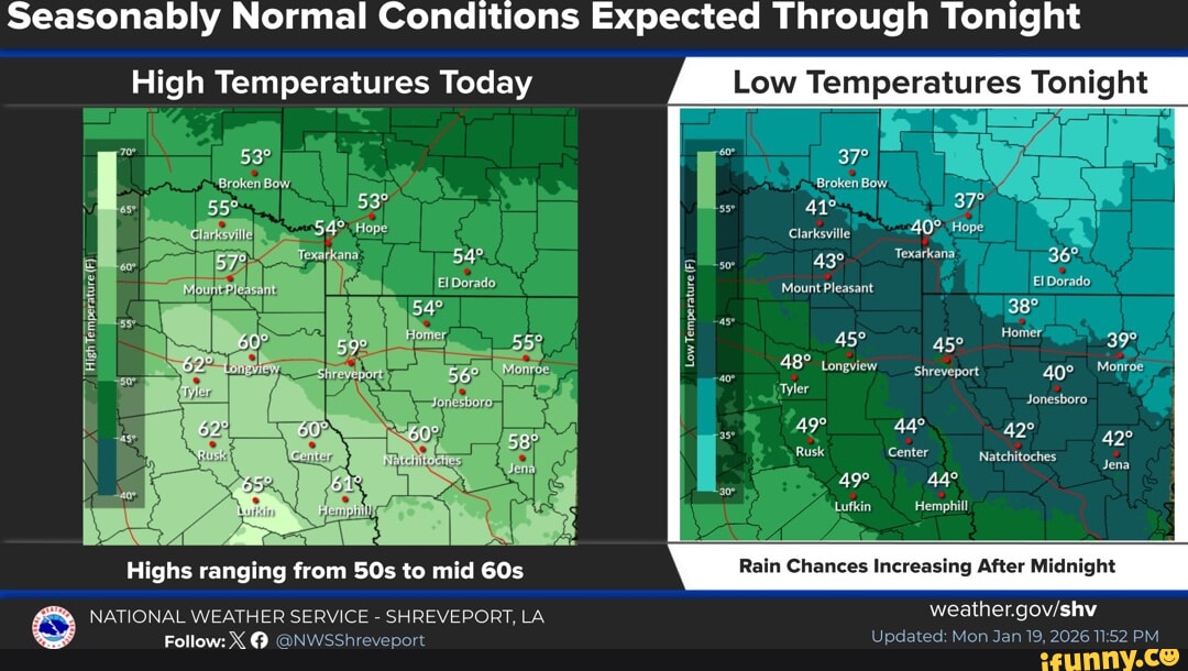 Seasonably Normal Conditions Expected Through Tonight High Temperatures ...