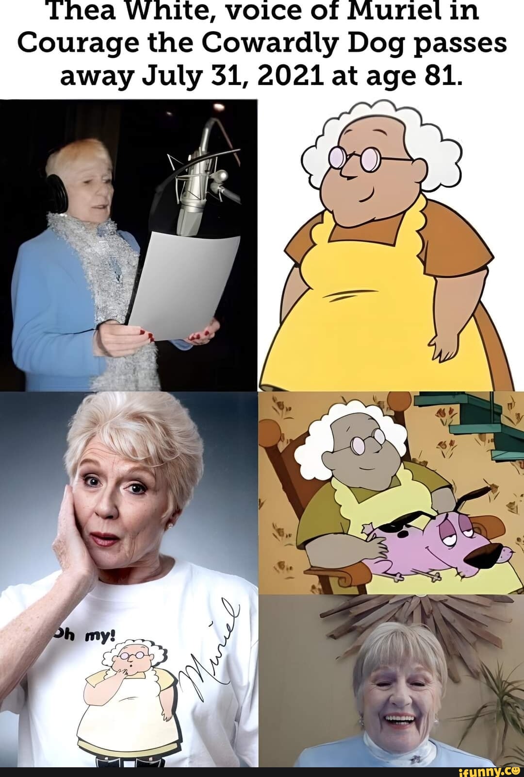 Thea White, voice of Muriel in Courage the Cowardly Dog passes away ...