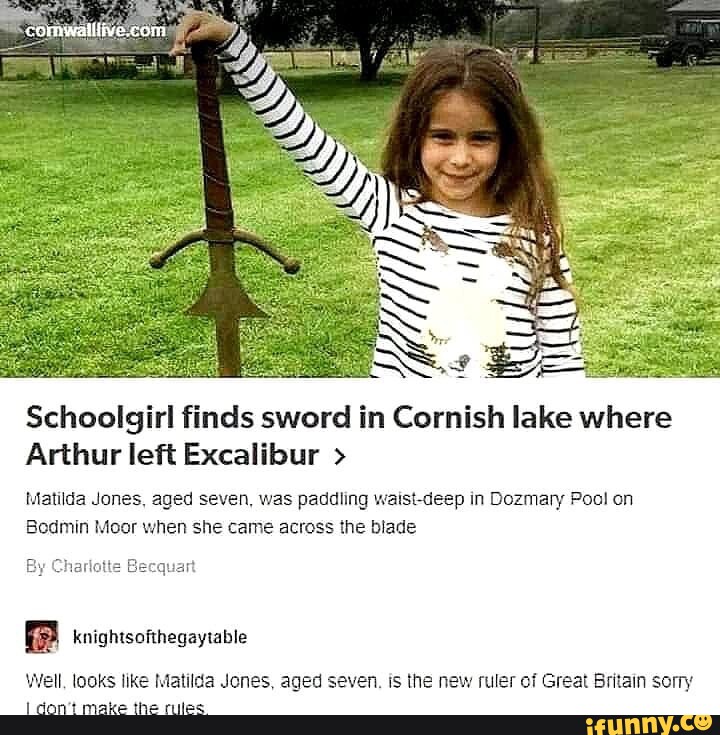 Schoolgirl finds sword in Cornish lake where Arthur left Excalibur ...