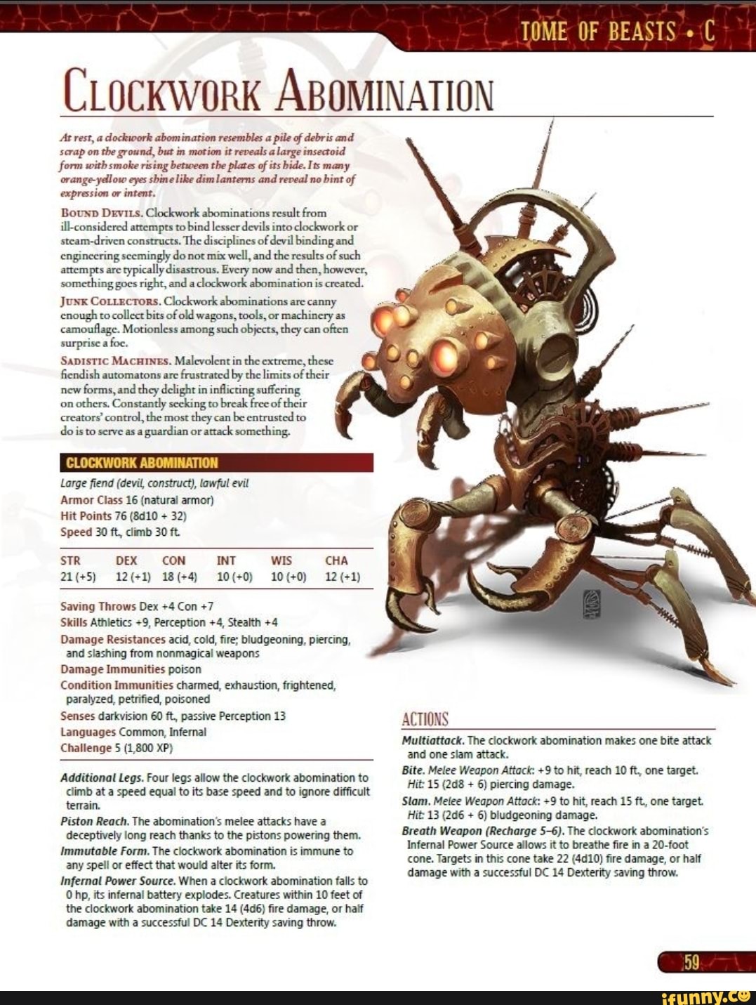 IOME OF BEASTS CLockwork ABOMINATION At rest, a dockwork abomination ...