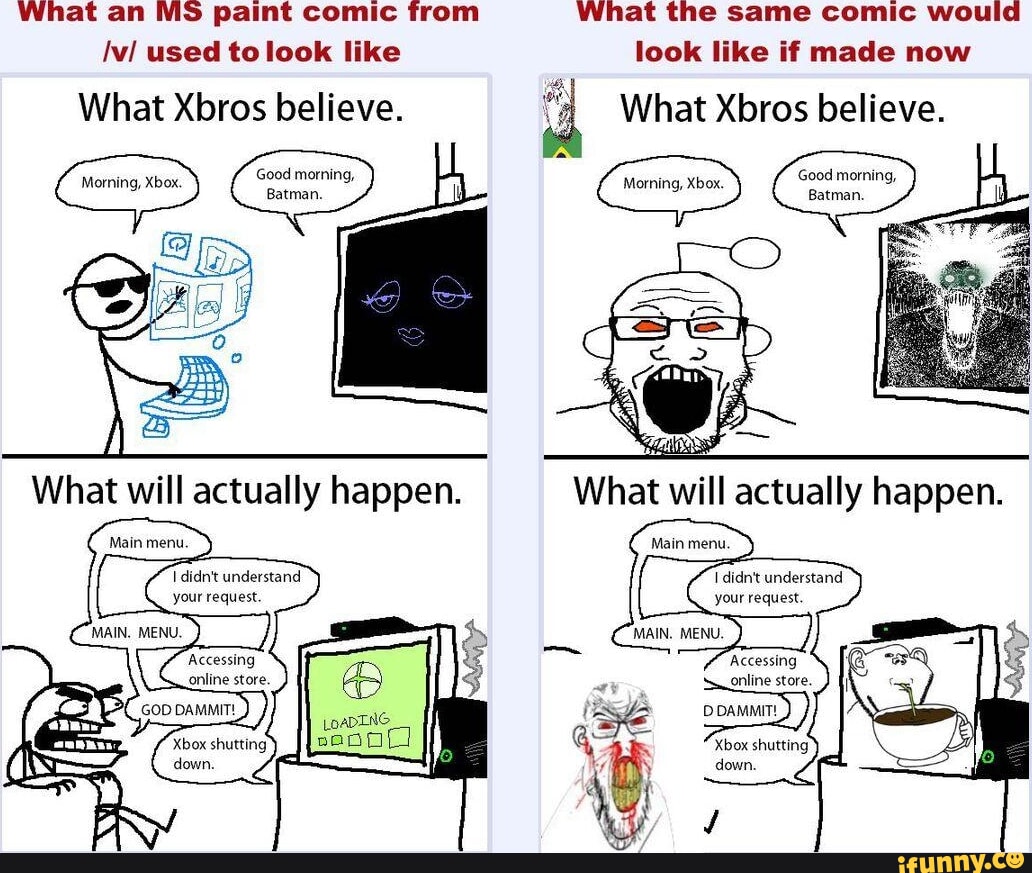 What an MS paint comic from used to look like What Xbros believe ...