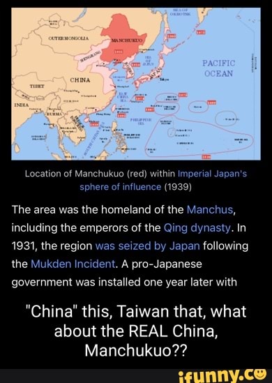 Location of Manchukuo (red) within Imperial Japan's sphere of influence ...