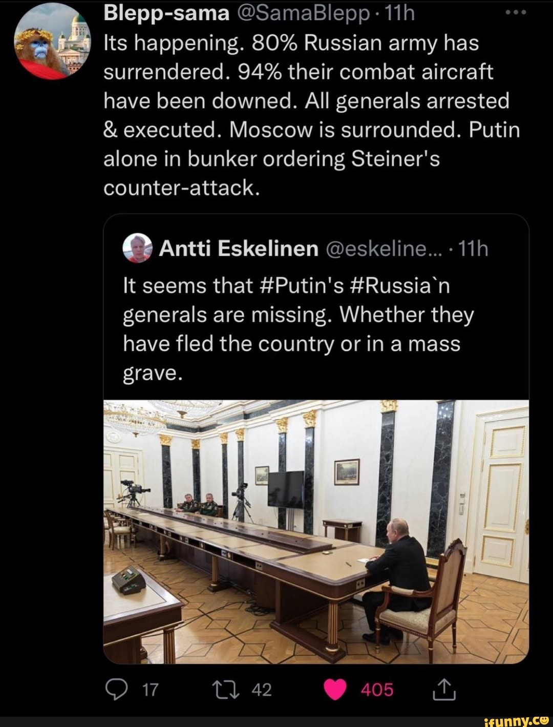 Blepp-sama @SamaBlepp: Its happening. 80% Russian army has surrendered ...