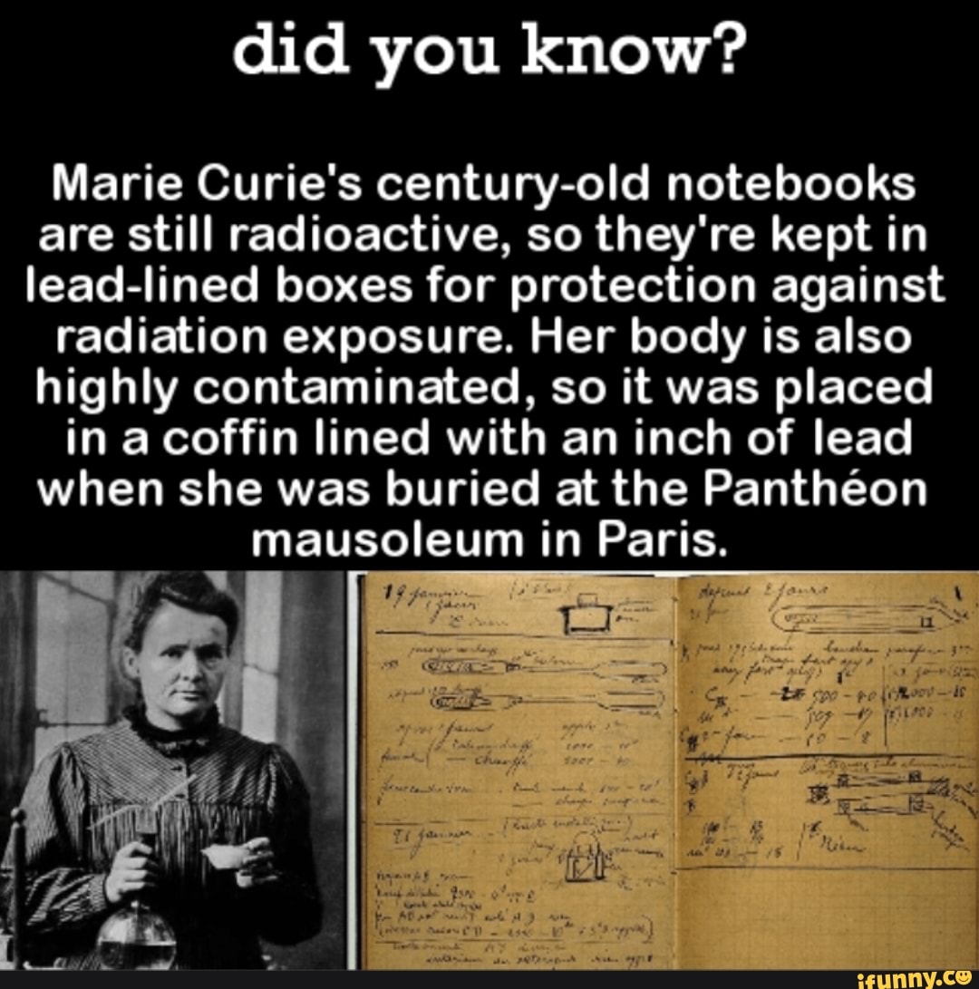 Marie Curie's century-old notebooks are still radioactive, so they're kept in lead-lined boxes ...