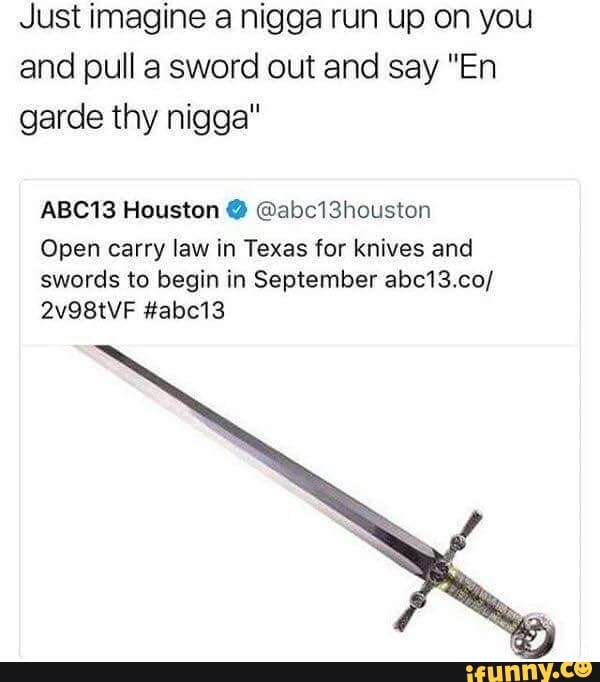 Just imagine a nigga run up on you and pull a sword out and say "En ...